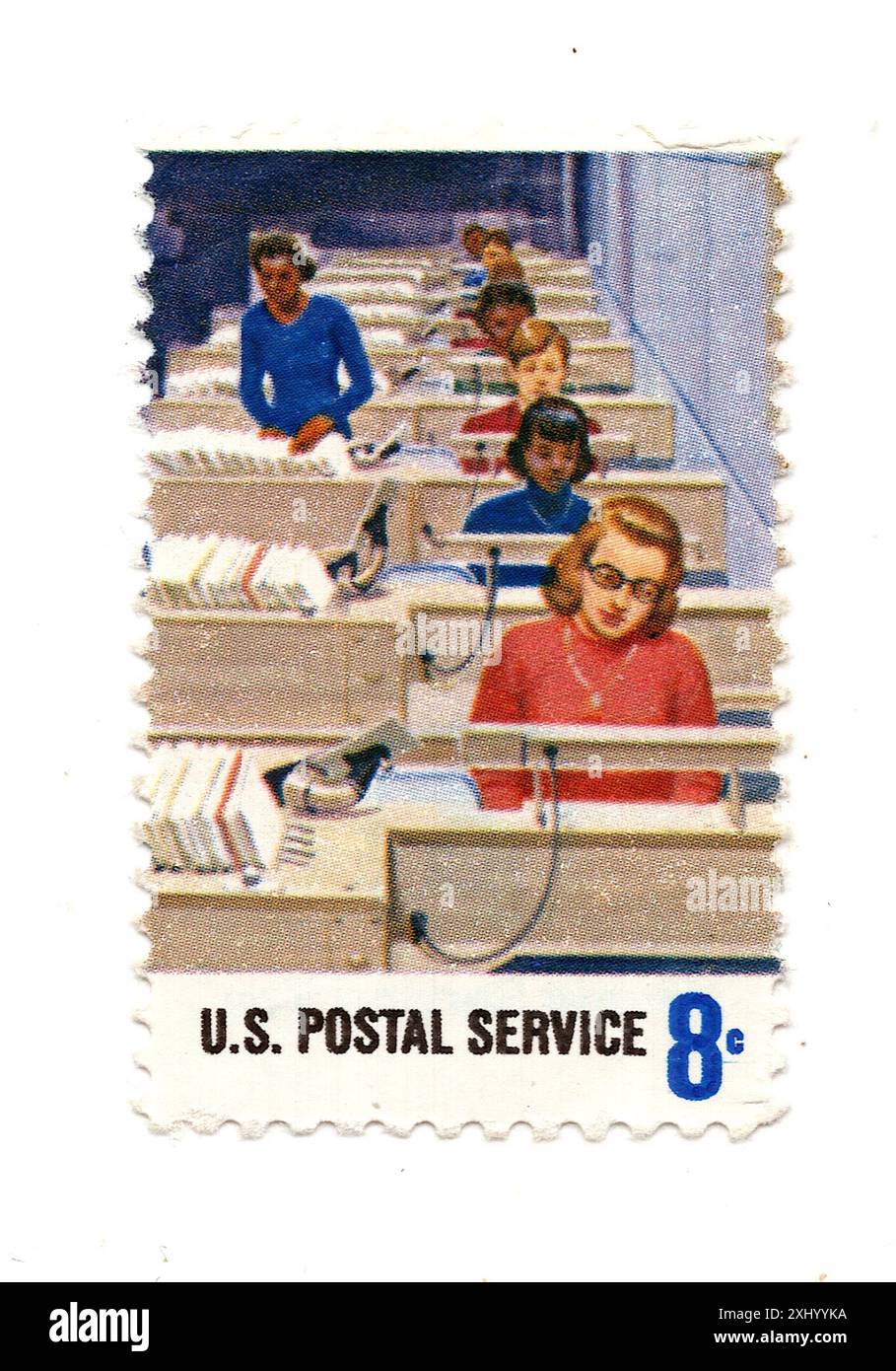 A vintage U.S. Postal Service postage stamp from the USA on a white ...