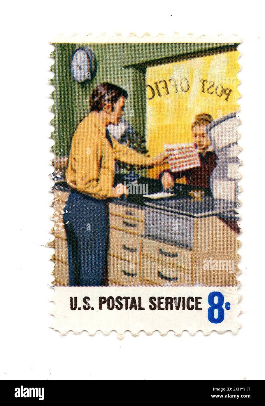 A vintage U.S. Postal Service postage stamp from the USA on a white ...