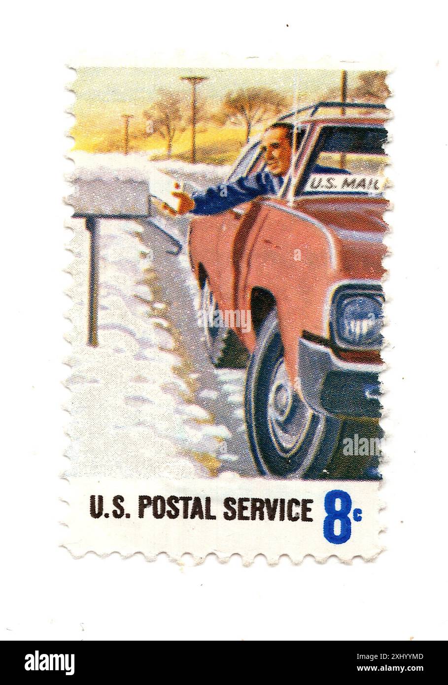 A vintage U.S. Postal Service postage stamp from the USA on a white ...
