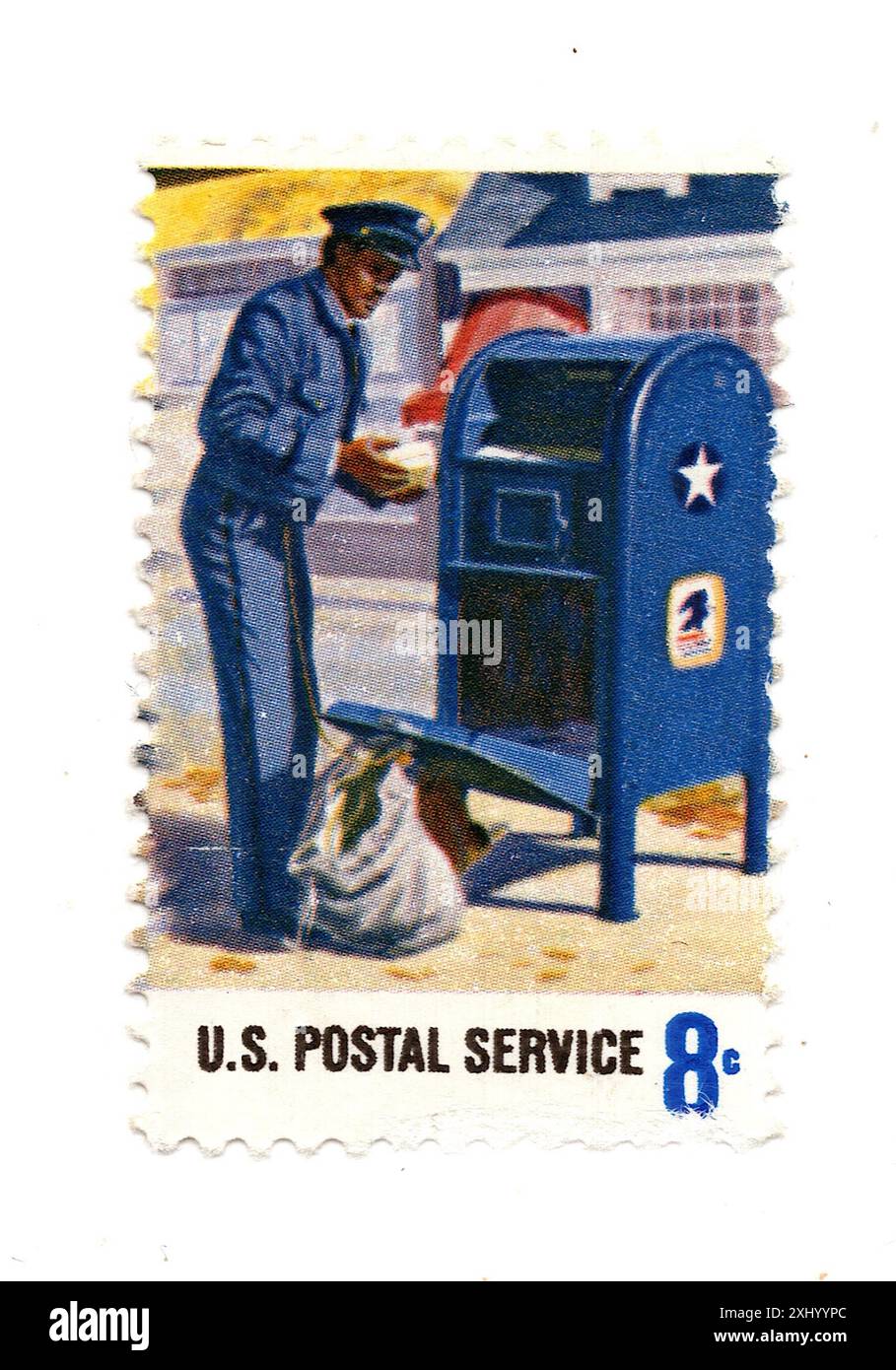 A vintage U.S. Postal Service postage stamp from the USA on a white ...
