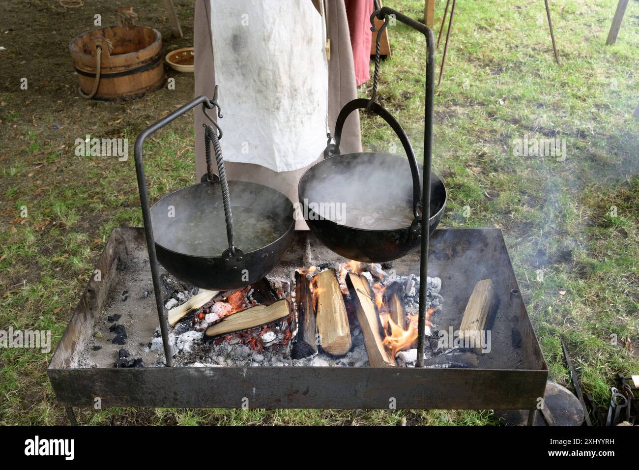 Open fire cooking, medieval style Stock Photo - Alamy