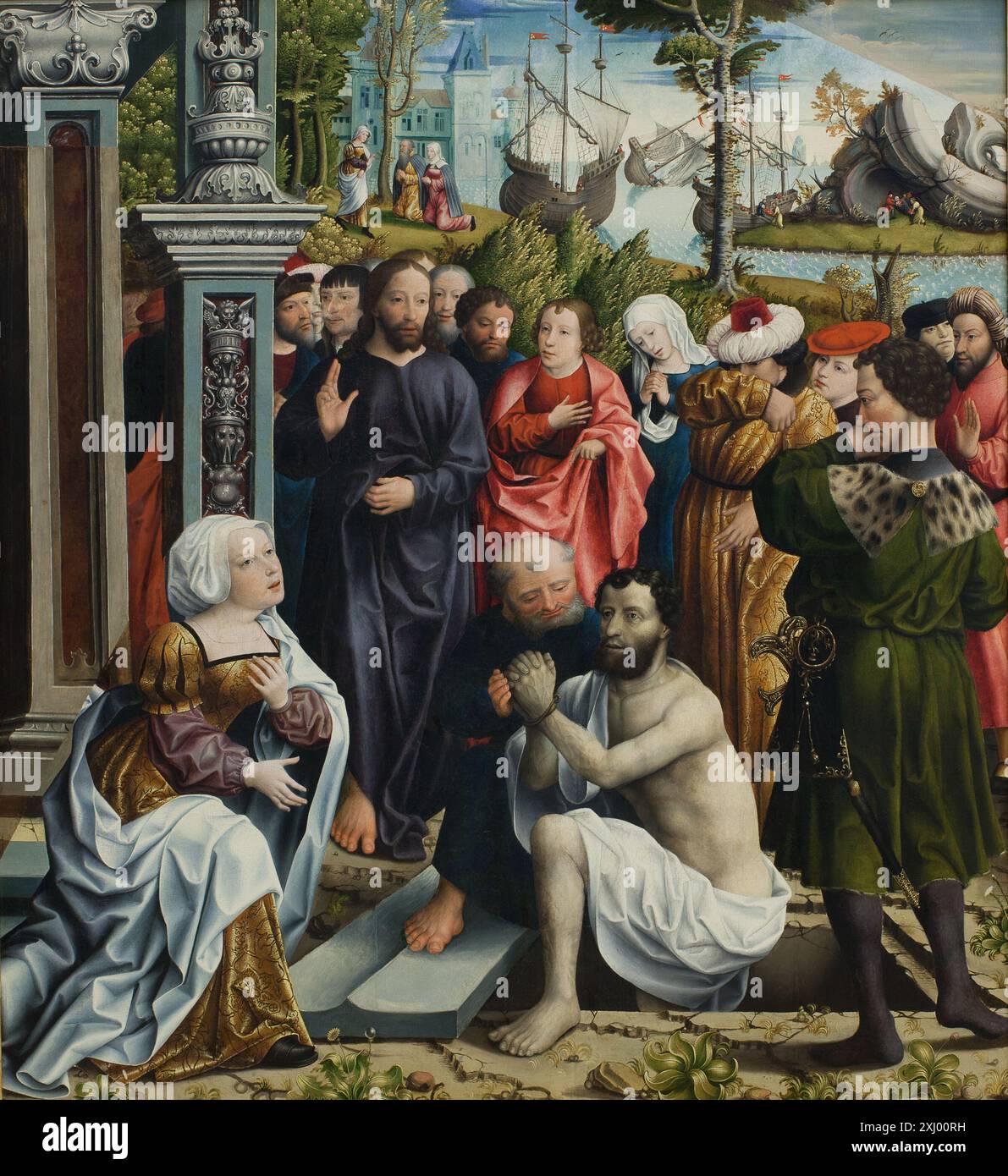 Painting depicting the biblical story of Lazarus being raised from the ...