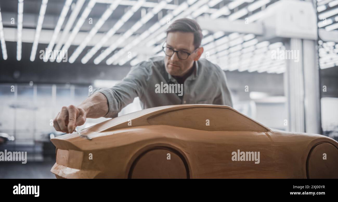 Car Modeler Enjoying Creative Work Process on a Concept Car Made Out of ...