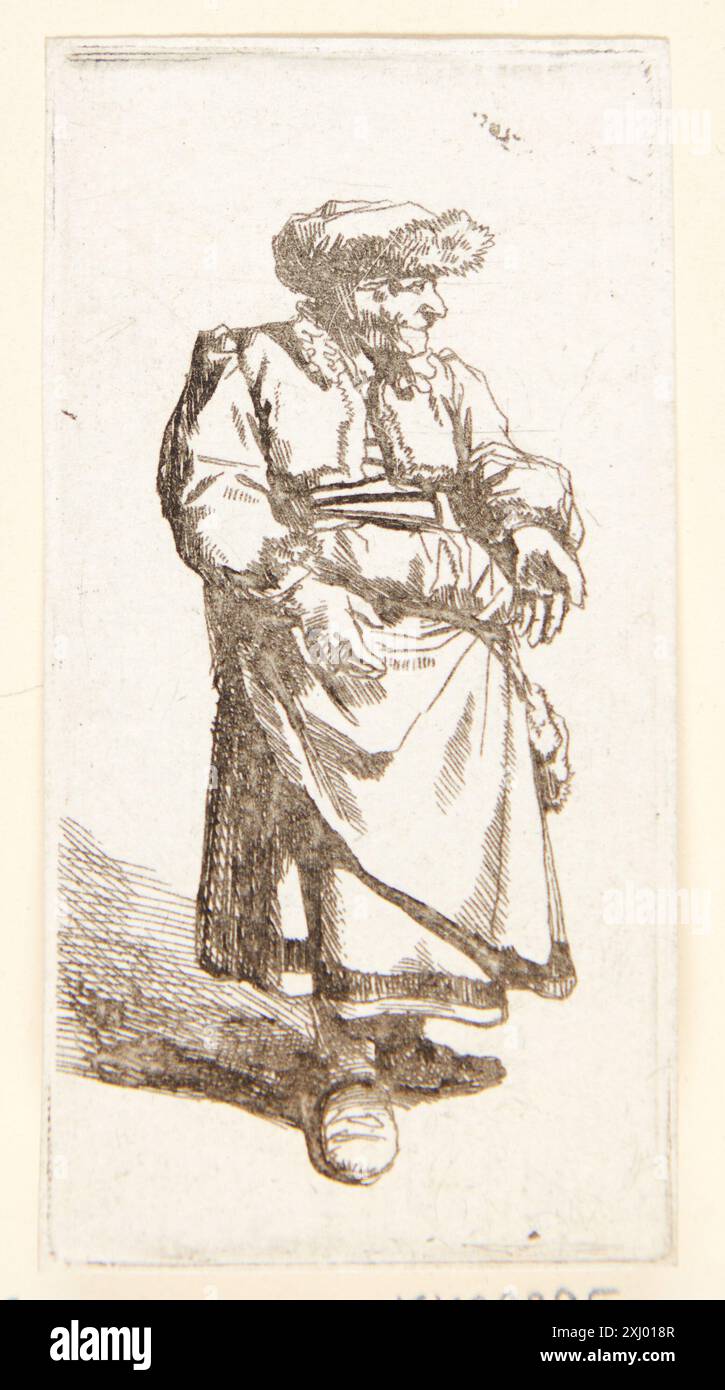 Etching by Cornelis Pietersz Bega (1629–1664) depicting a standing ...