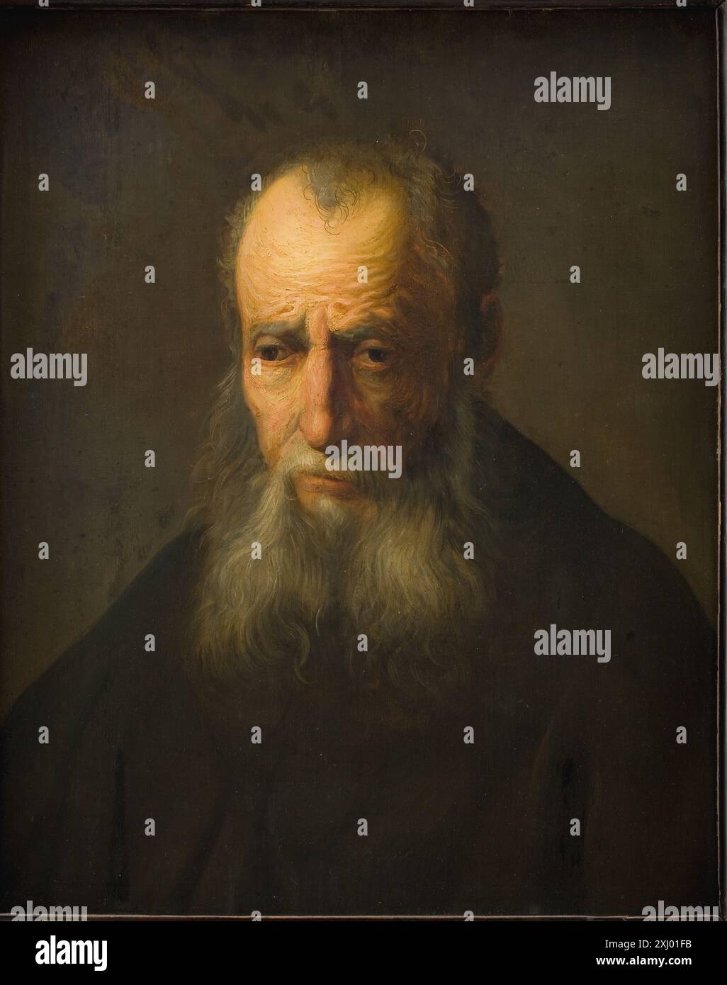 A painting from Rembrandt's school depicting a bust of an old man ...