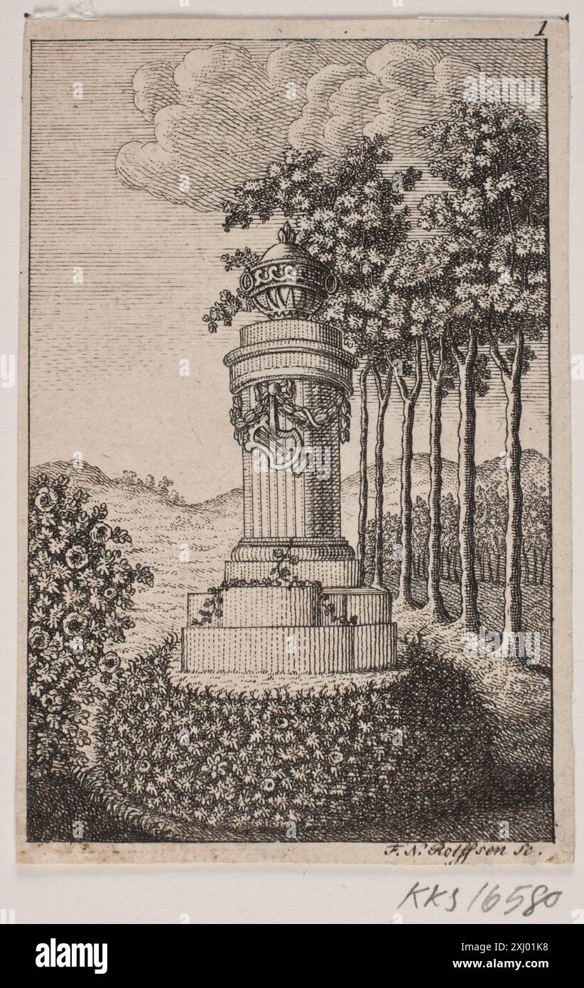 This engraving by F.N. Rolffsen represents a tombstone, showing ...
