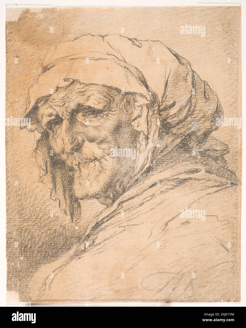 Head of an old woman Worlidge, Thomas 1700 - 1766 Drawing British ...