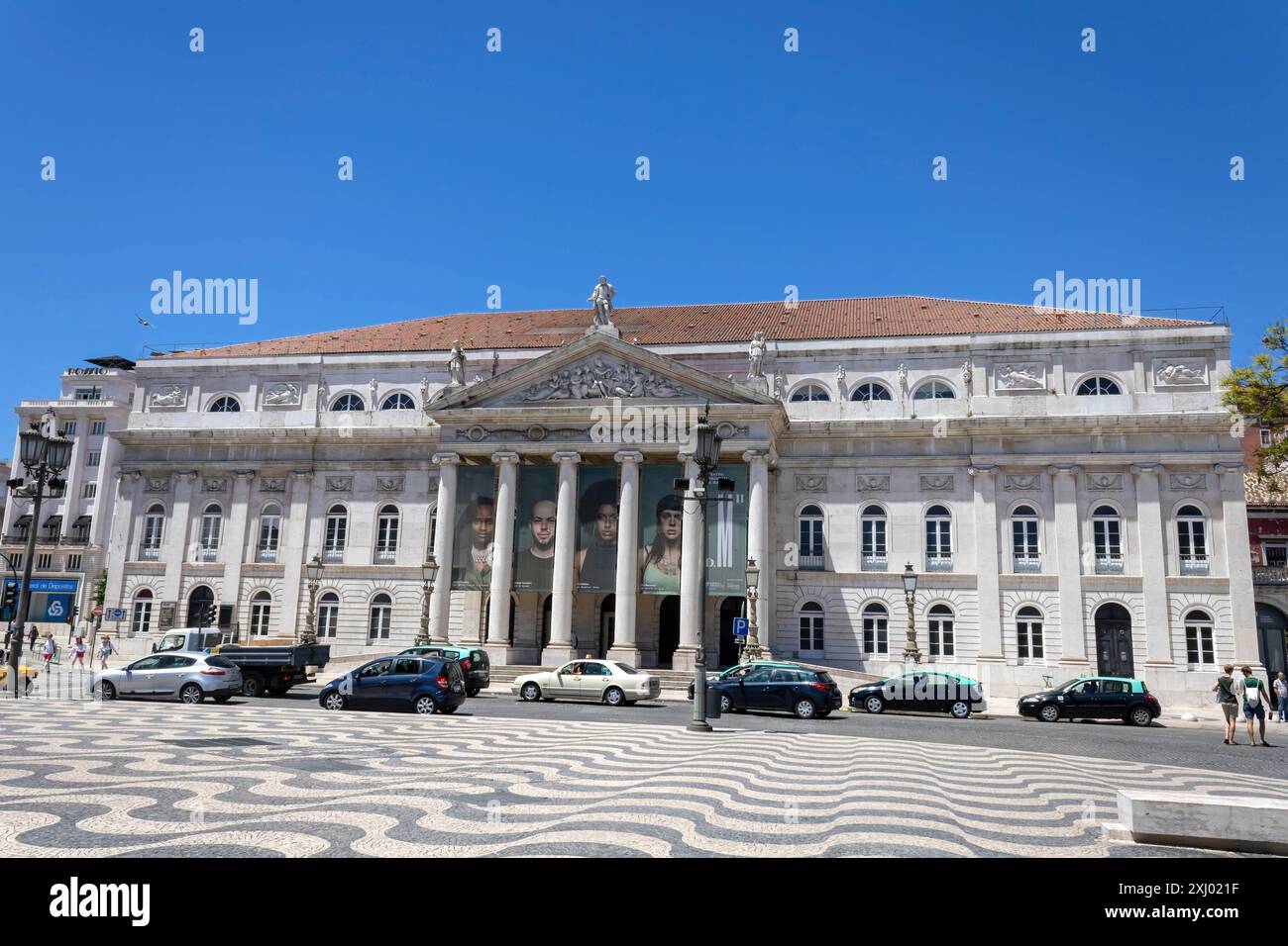 Lisbon, Portugal - July 1, 2022: The main facade of the Queen Maria II ...