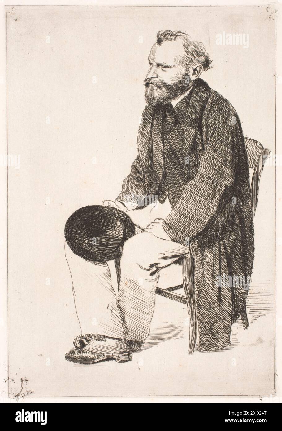 An engraving by Edgar Degas (1834–1917) portraying fellow artist ...