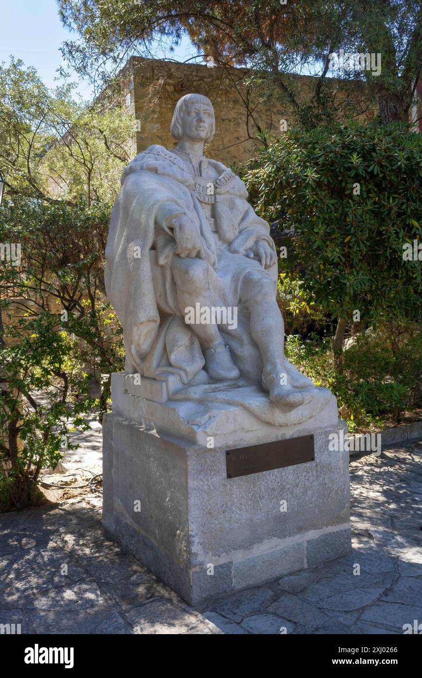 A statue of King Manuel I of Portugal (Portuguese: Dom Manuel I "O ...