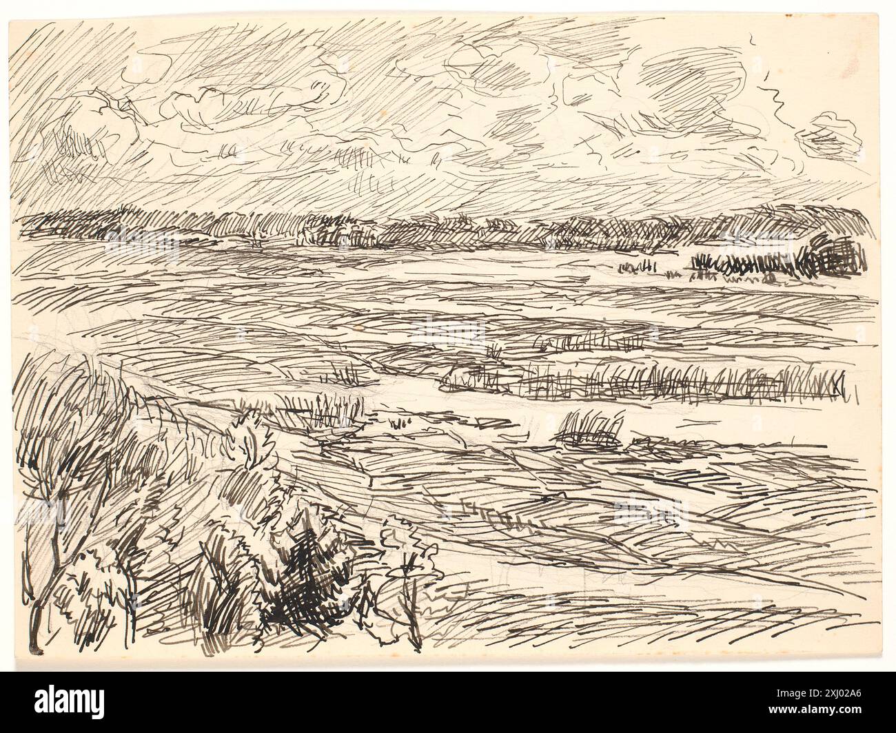 Drawing by Fritz Syberg depicting a moss landscape with trees and ...