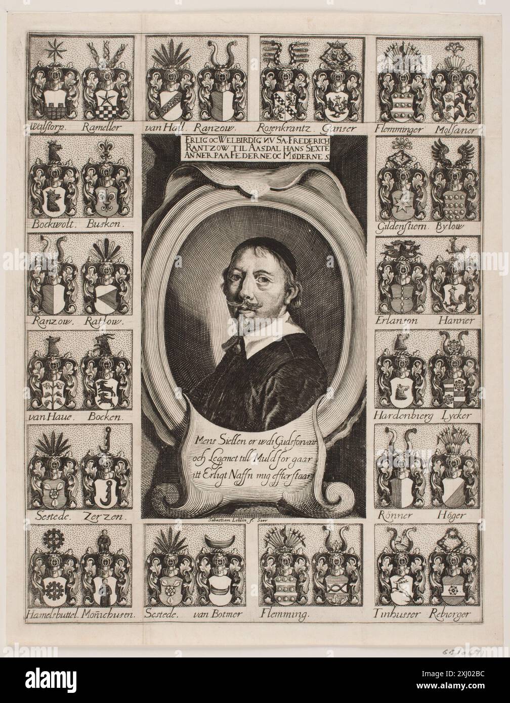 This copper engraving by Sebastian Lehlin depicts Frederik Rantzau of ...