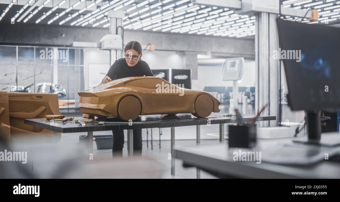 Car Modeler Enjoying Creative Work Process on a Concept Car Made Out of ...