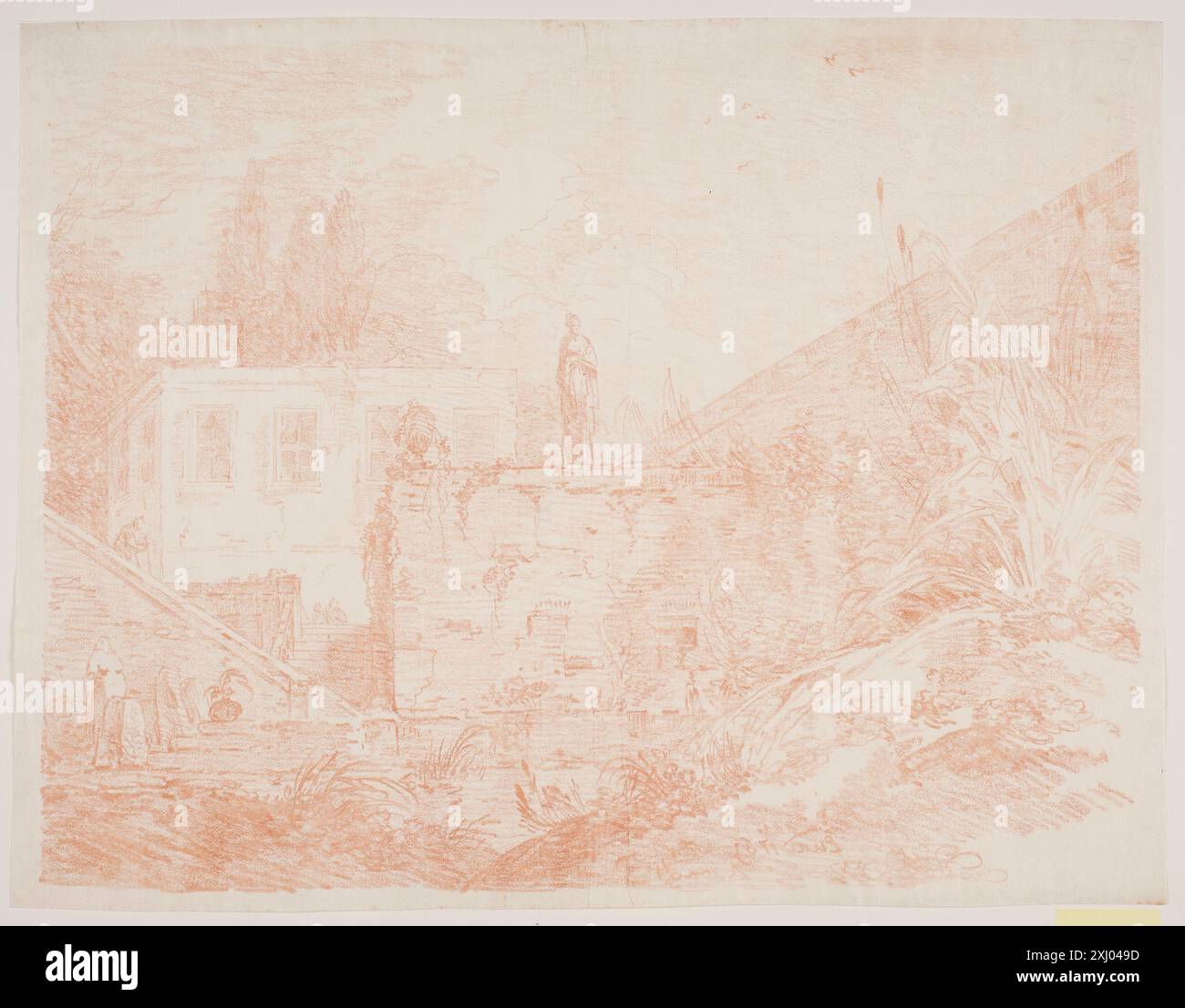 A drawing by Jens Petersen Lund (1725–1793) depicting a fantasy Italian ...