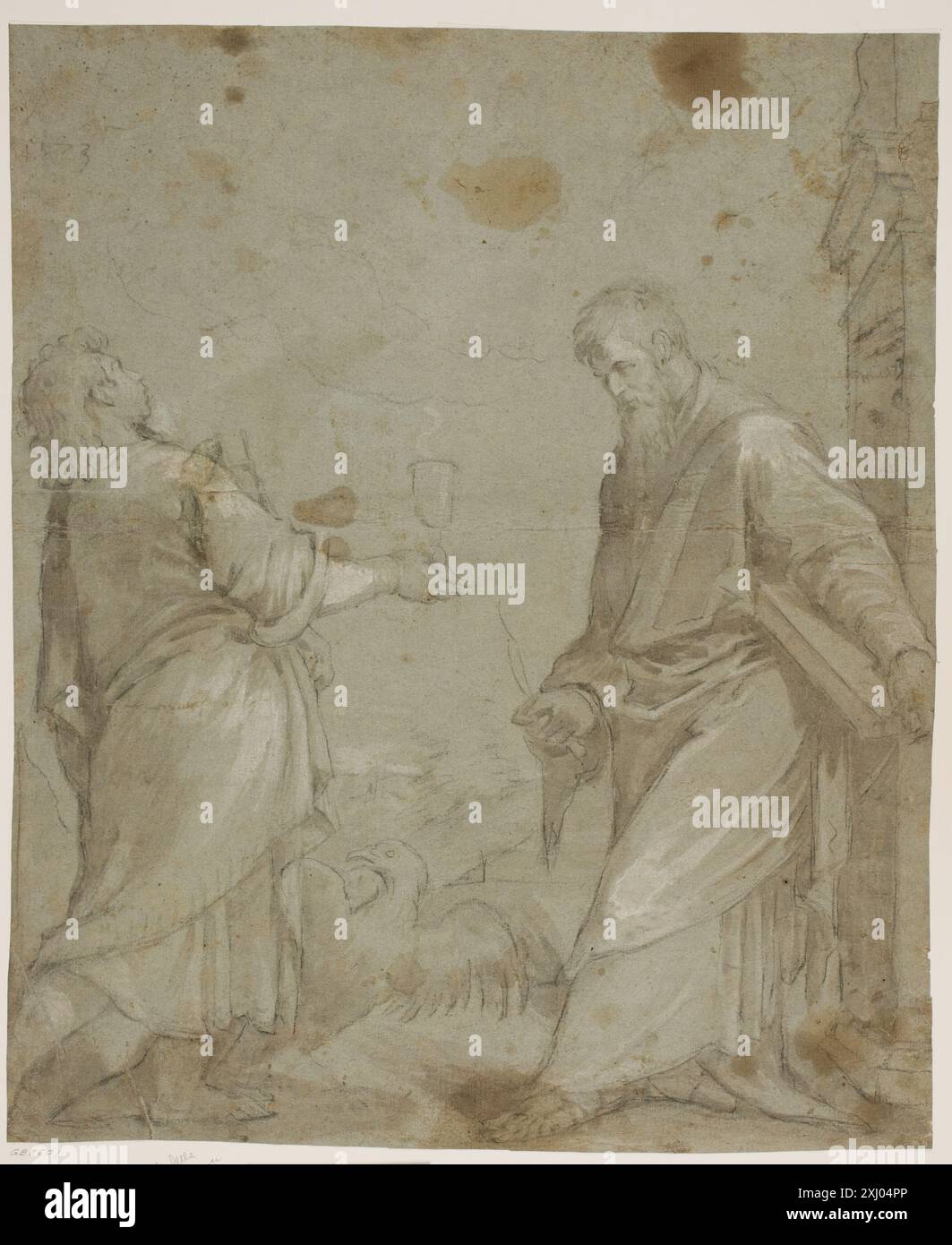 Drawing by Jacopo Bassano depicting Saints John the Evangelist and ...