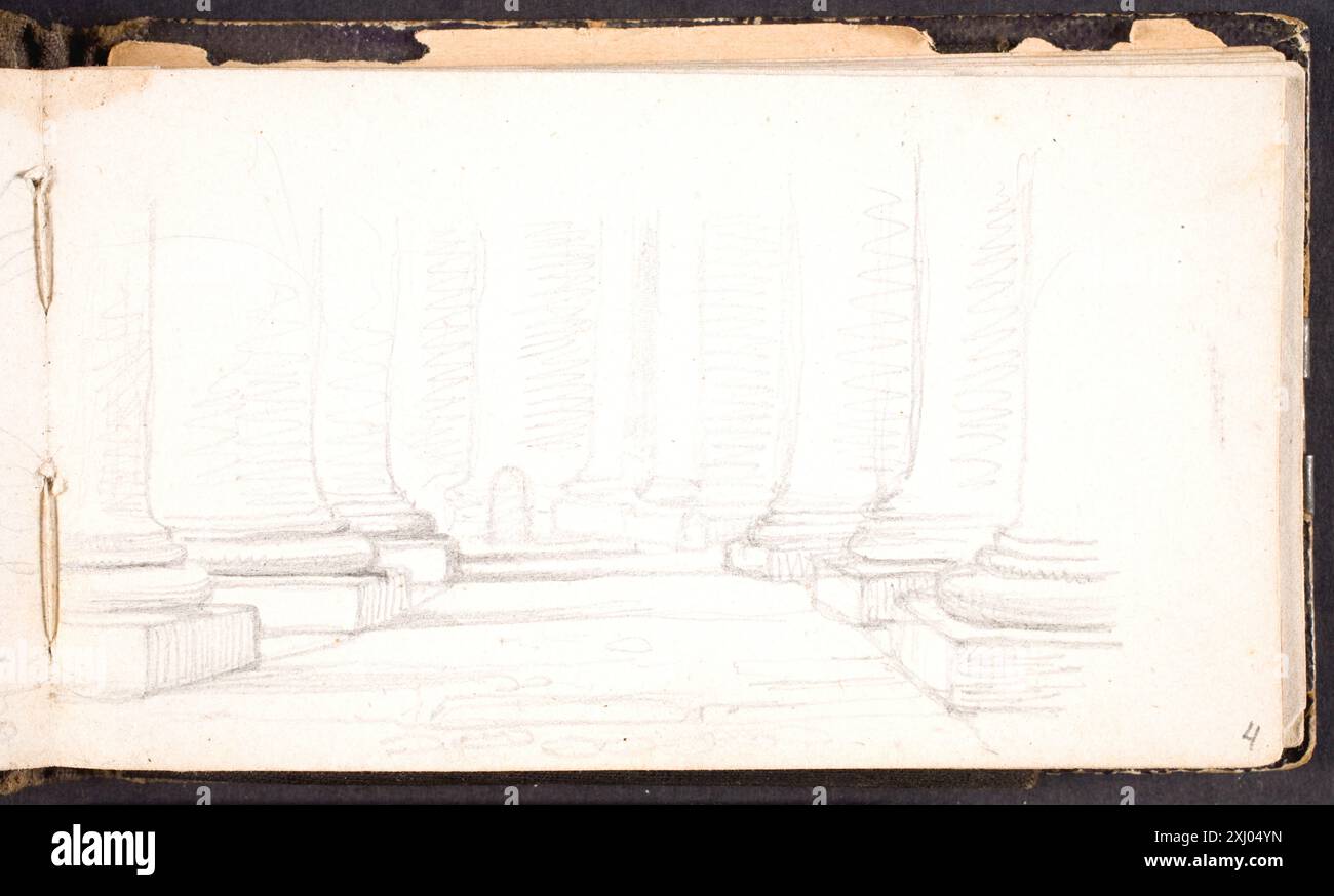 A drawing by L.A. Schou showing a detailed view of Bernini's colonnade ...