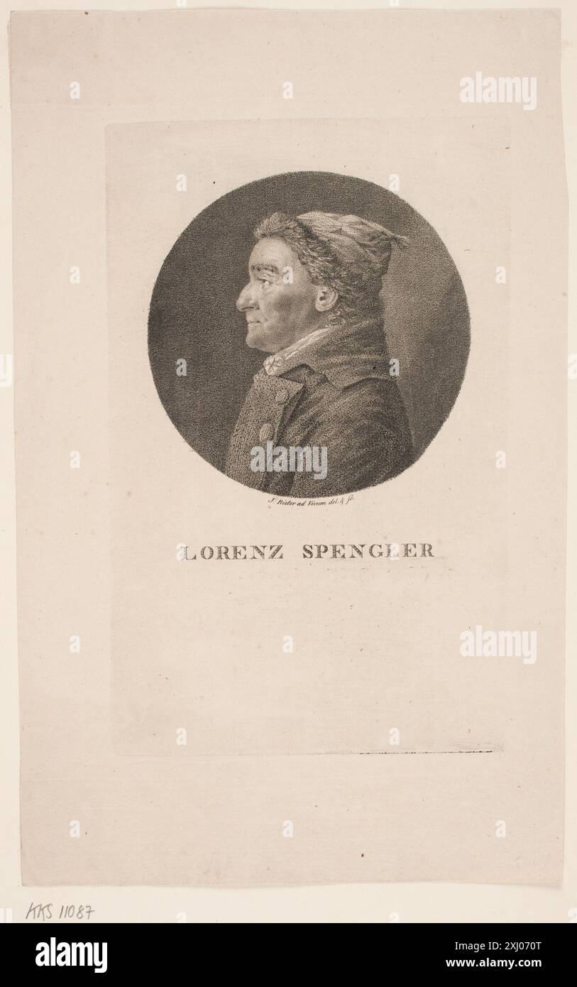 Etching print of Lorenz Spengler by Jacob Rieter (1758-1823), recorded ...