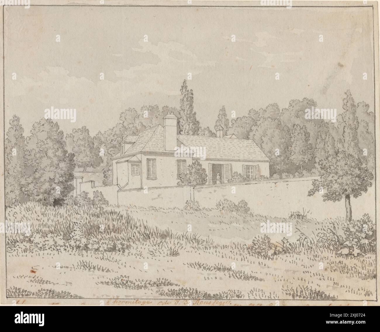 This drawing by C.W. Eckersberg depicts Jean Jacques Rousseau's house ...
