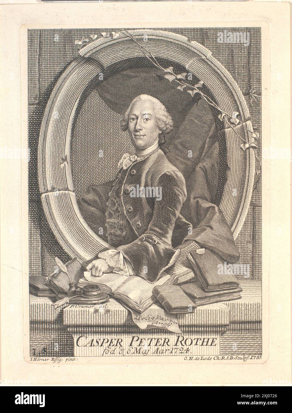 A copper engraving depicting Casper Peter Rohde, by artists including ...