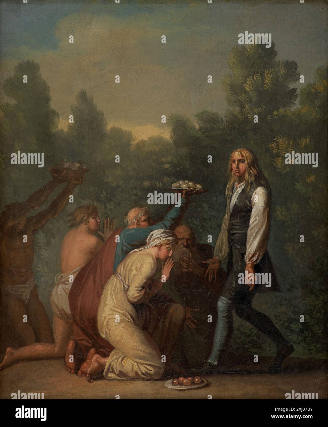 Painting by Nicolai Abildgaard depicting Niels Klim receiving homage ...