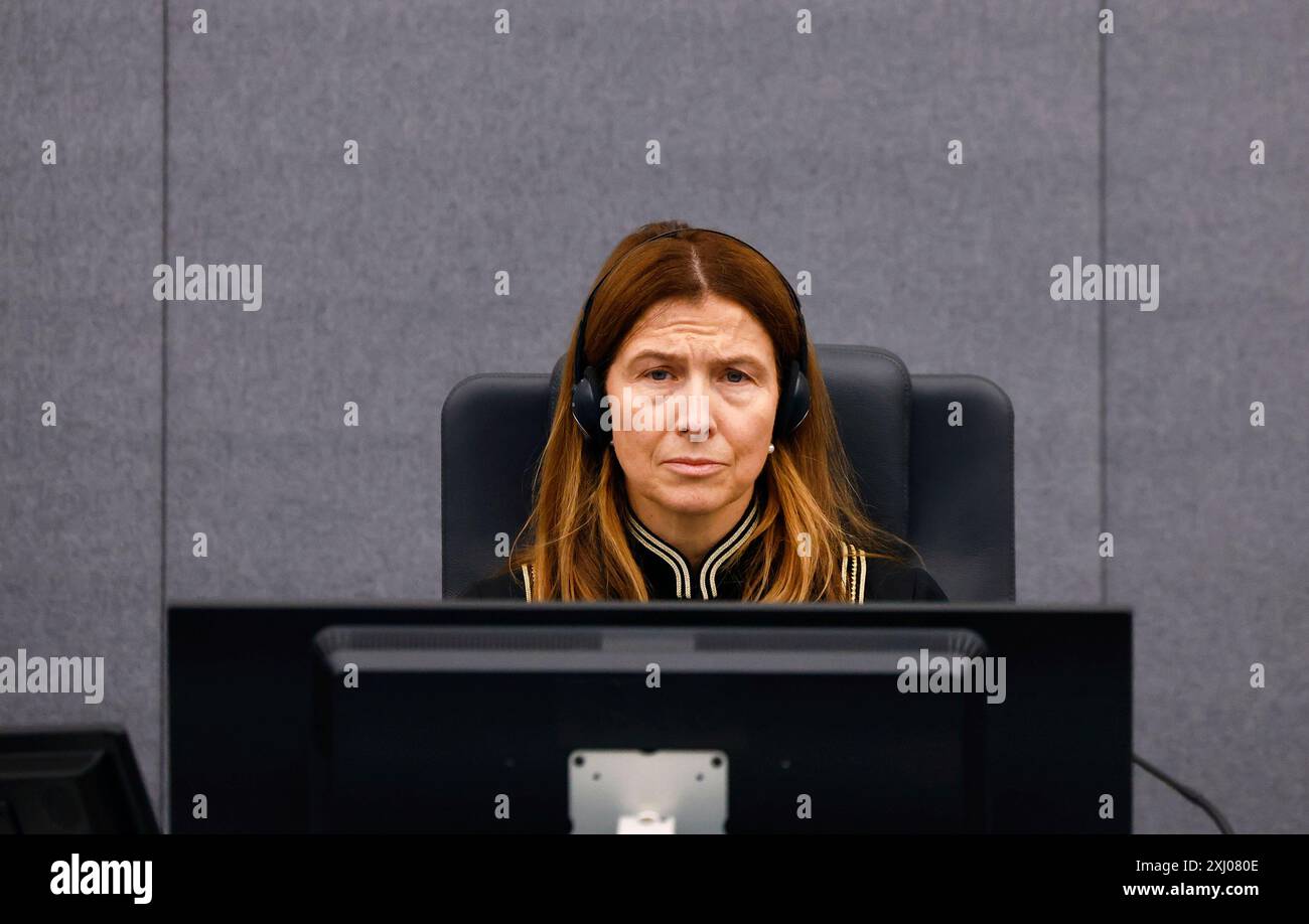 Judge Mappie Veldt-Foglia attends a trial of Former Kosovo Liberation ...