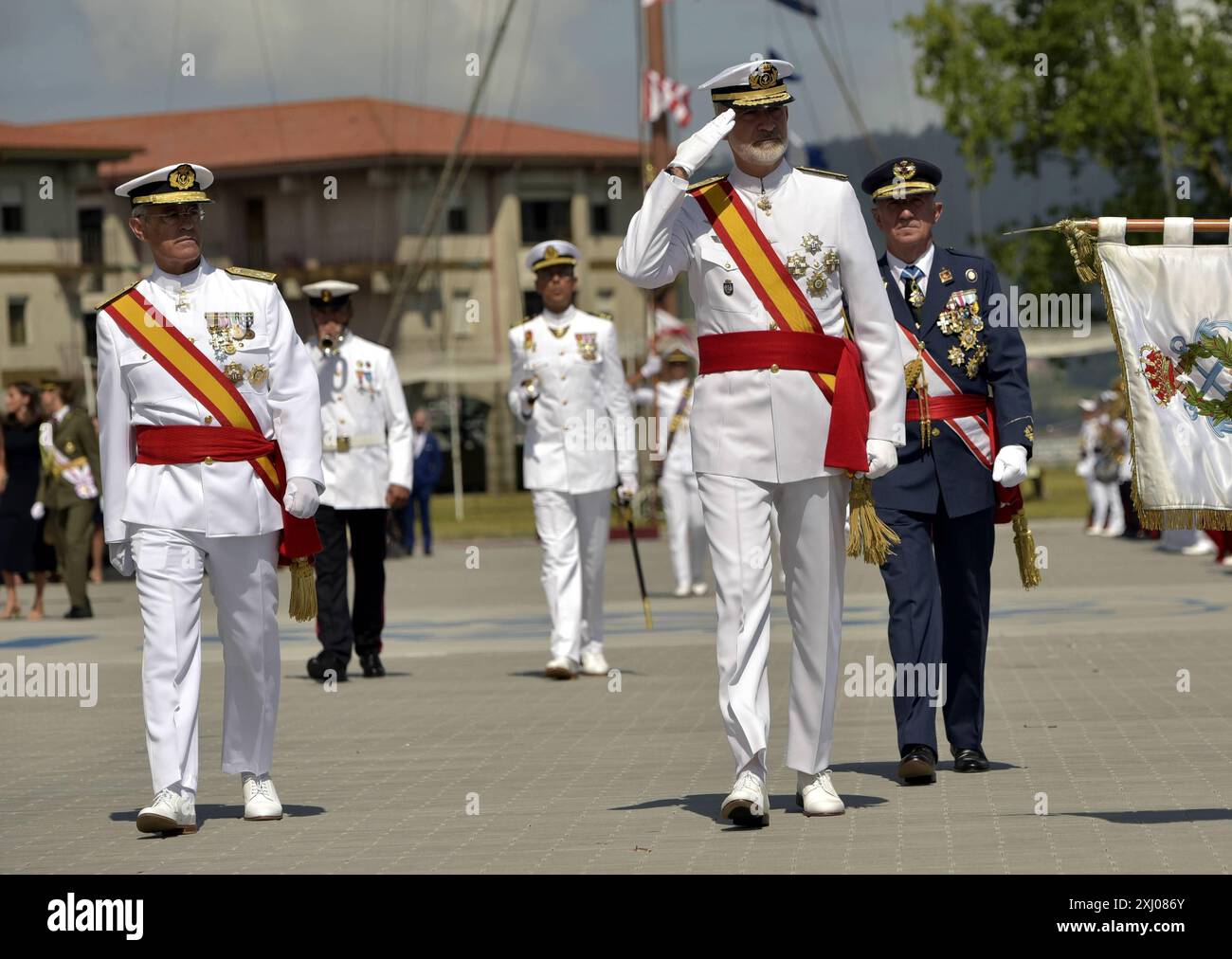 Marin, Pontevedra, Spain. El Rey Felipe VI acompa;ado de la princesa e ...