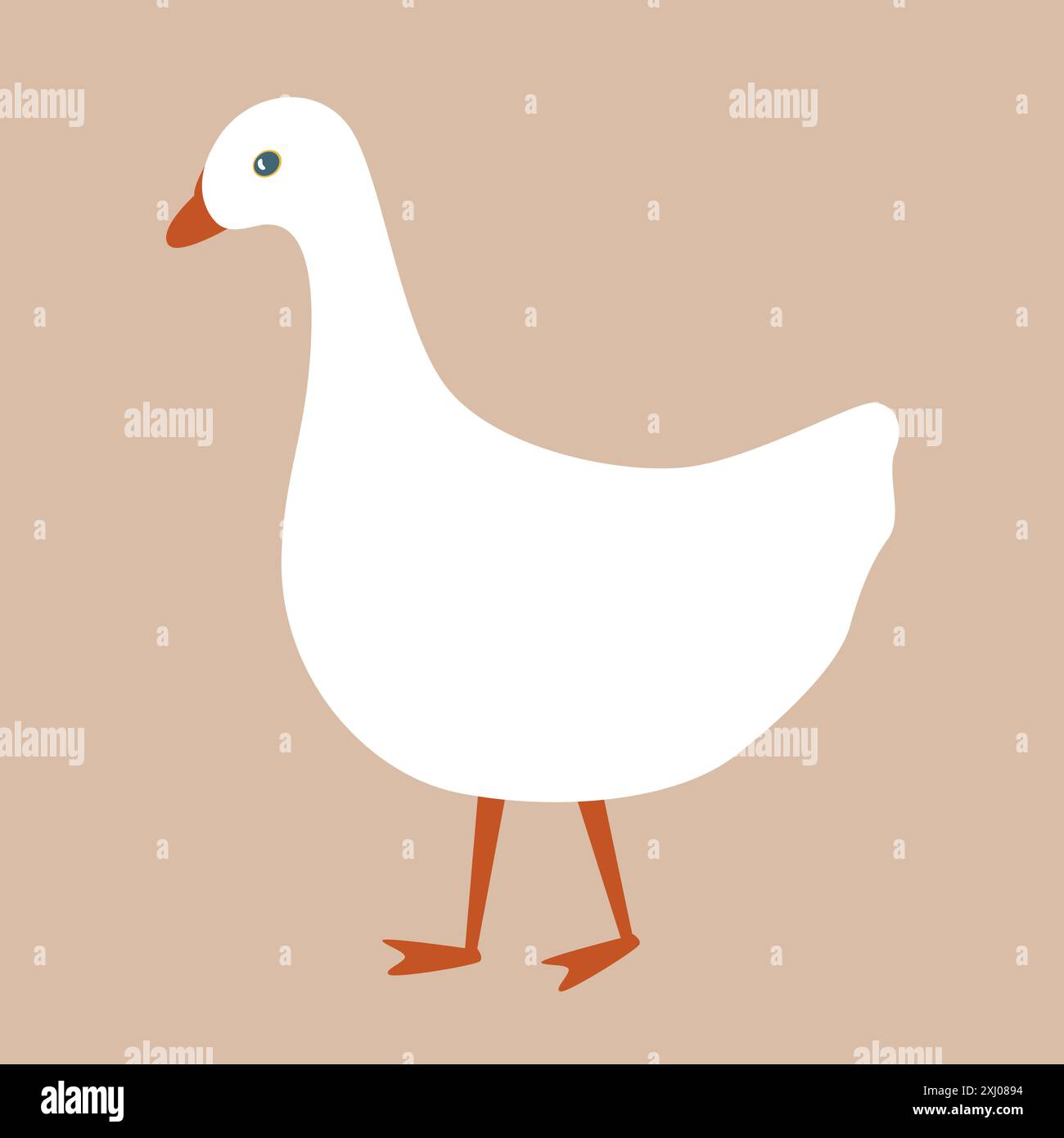 Cartoon cute little goose in cartoon nursery, folk, or Scandinavian ...