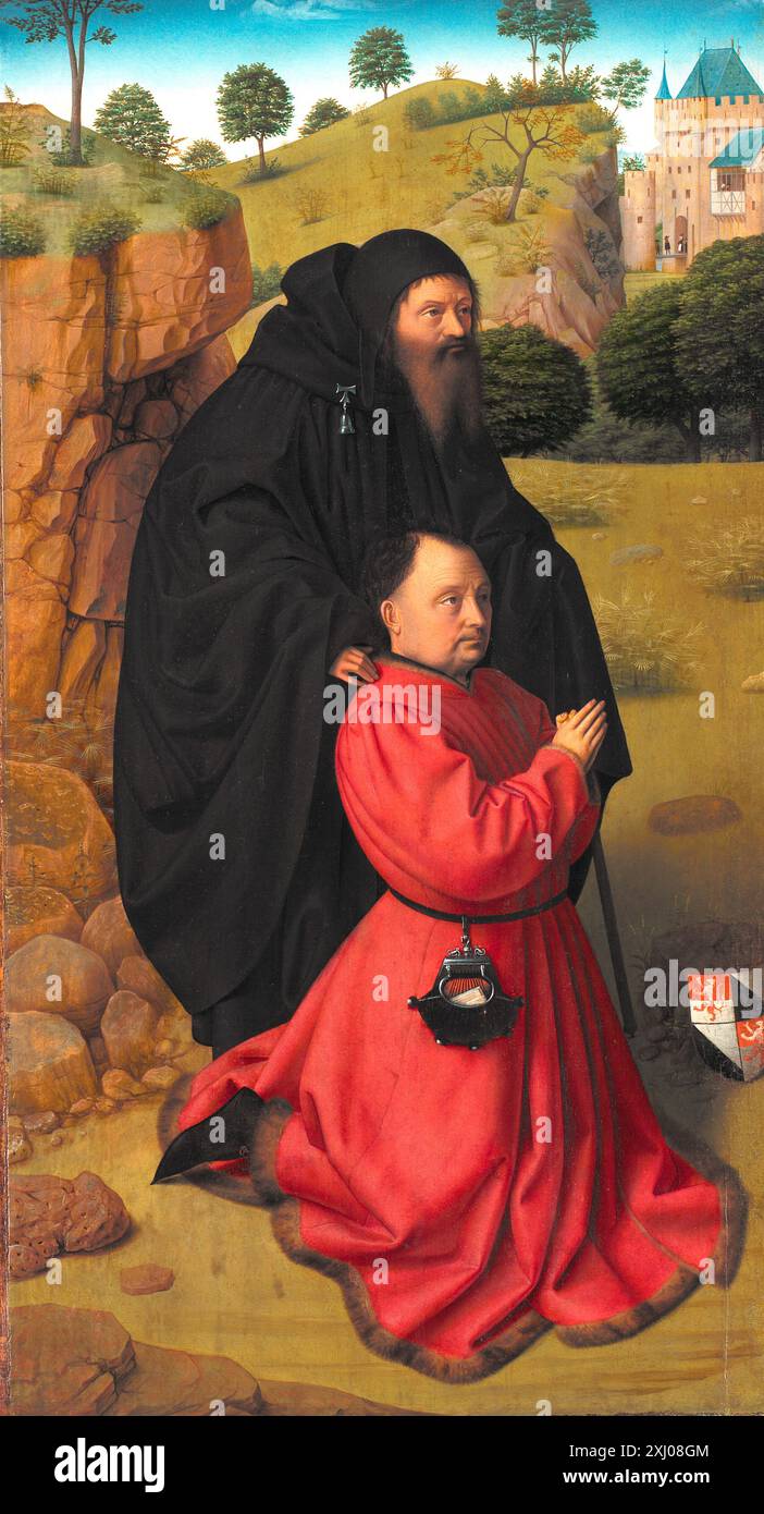 Early Netherlandish altar panel by Petrus Christus showing a donor in ...