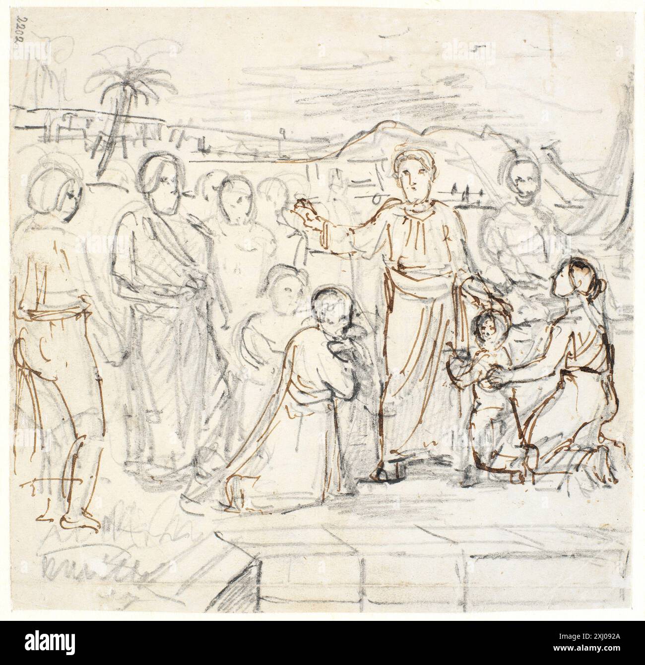 Christ blesses the little children Dreyer, Dankvart 1816 - 1852 Drawing ...