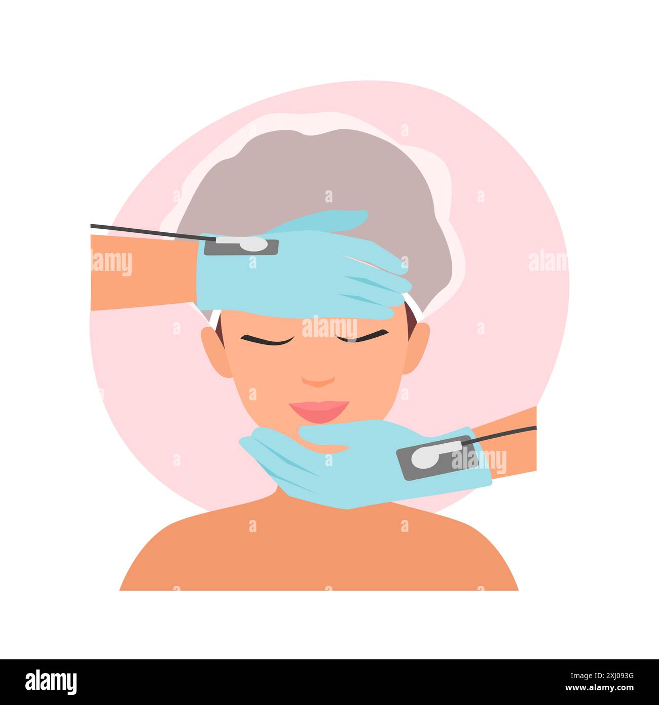Facial massage and treatment with cosmetologists gloves of ...