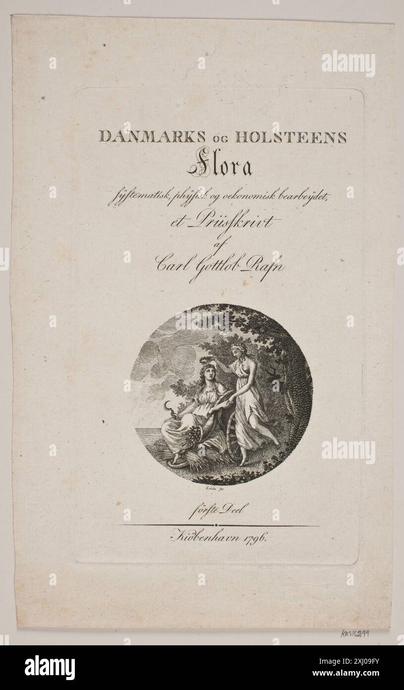 A copper engraving by Gerhard Ludvig Lahde depicting the title page for ...
