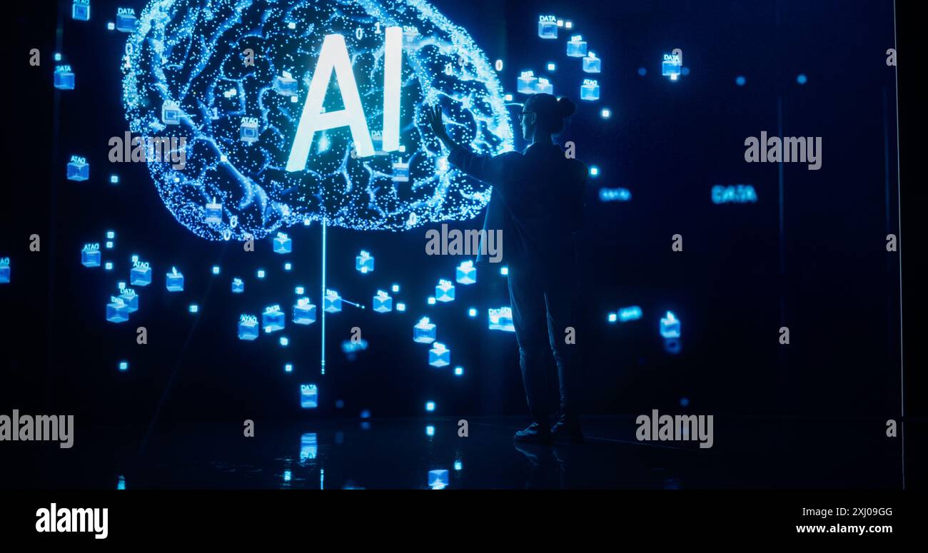 Front view 3d brain data hi-res stock photography and images - Alamy