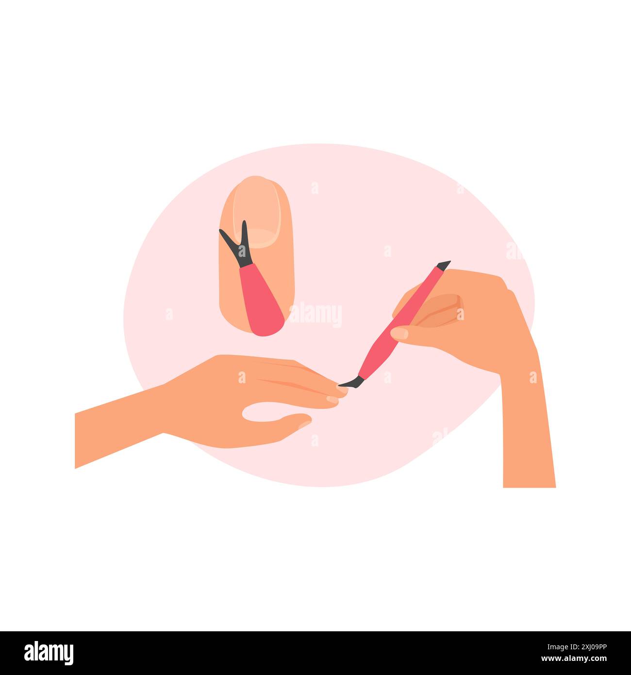 Process of manicure and cuticle removal on finger using tool vector ...