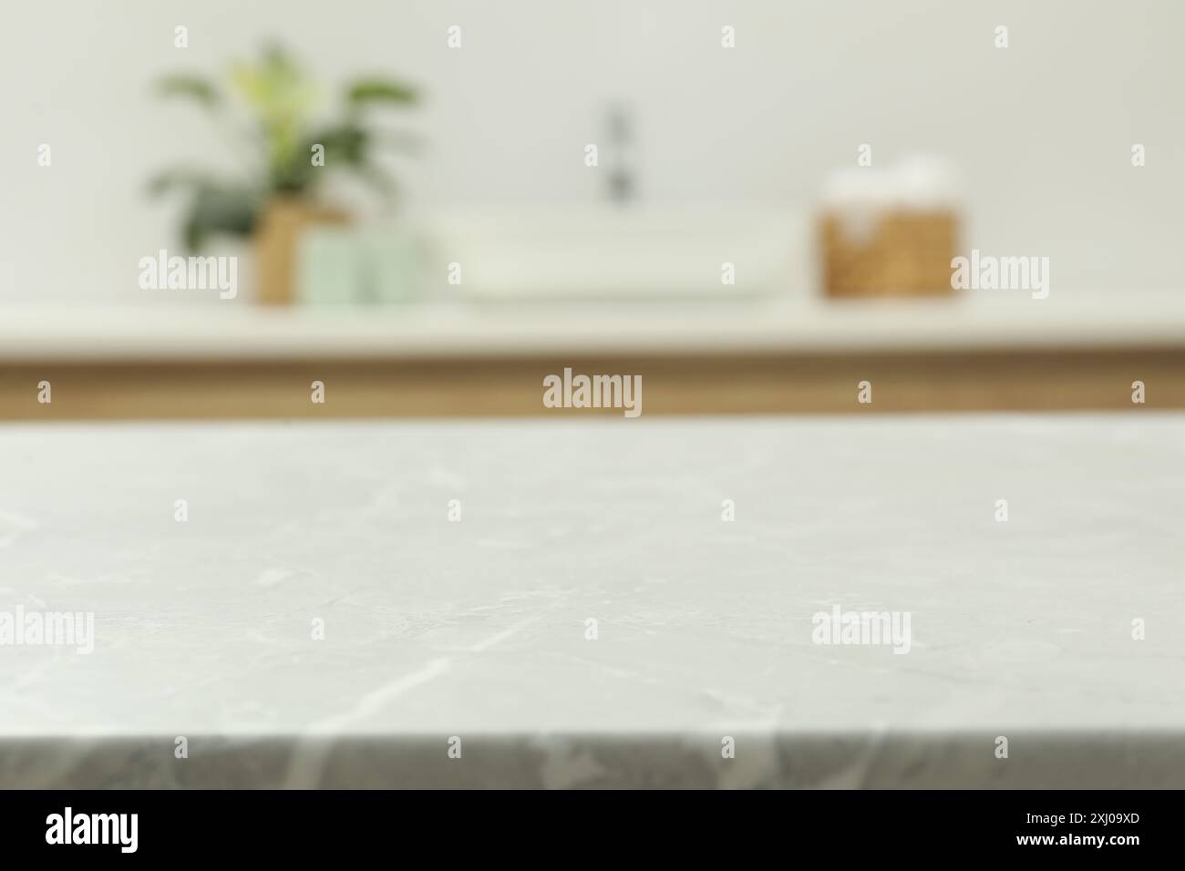 Empty stone table in bathroom. Space for design Stock Photo - Alamy