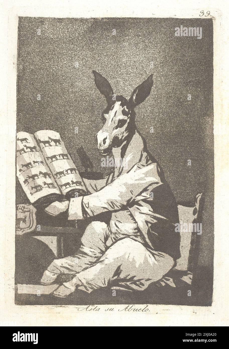 Aquatint by Francisco de Goya showing a grandfather figure, emphasizing ...