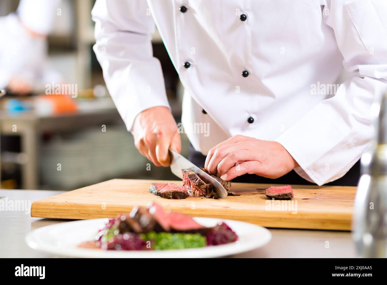 Gourmet restaurant michelin star preparation of delicious dishes for ...