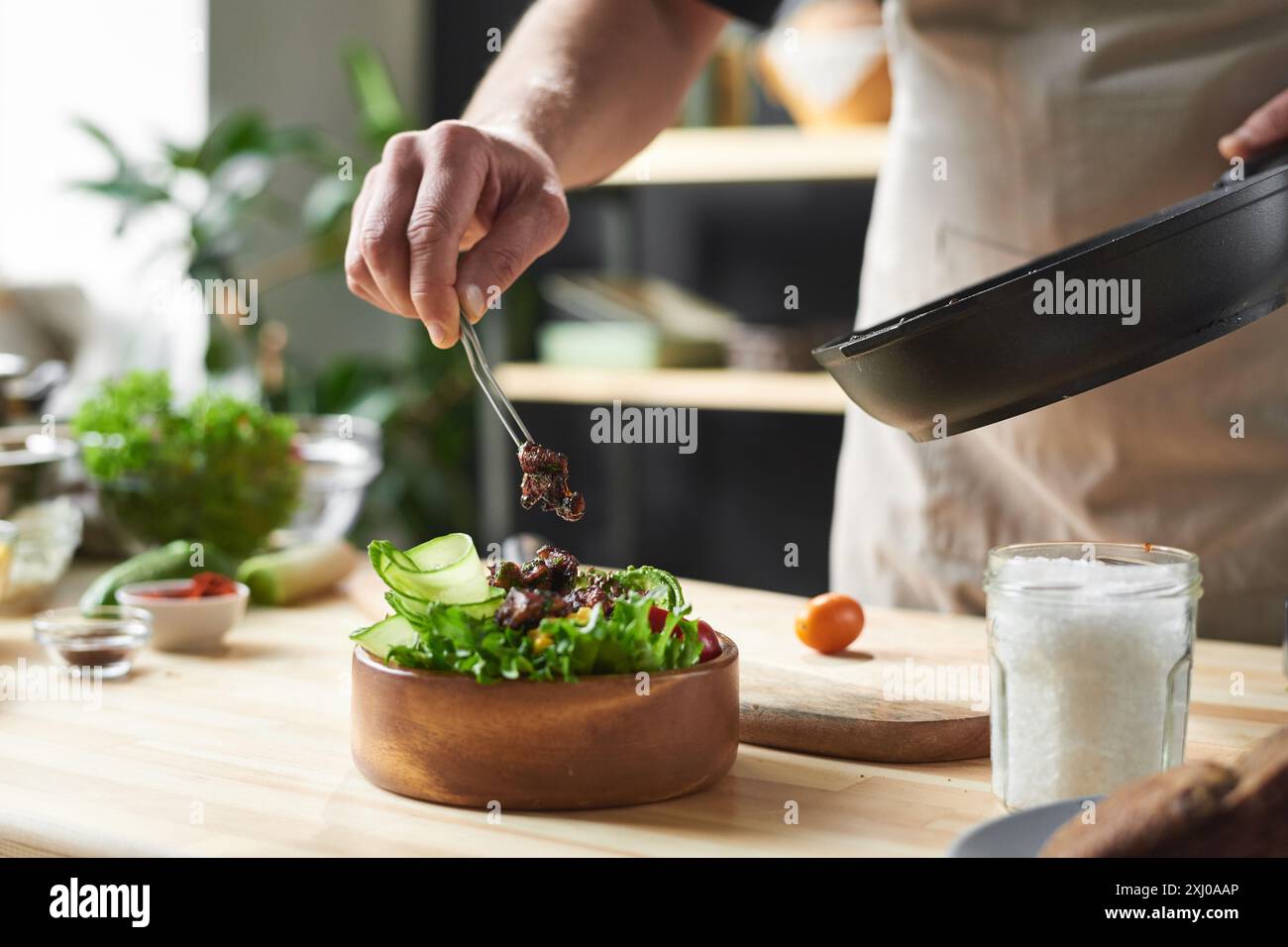 Gourmet restaurant michelin star preparation of delicious dishes for ...