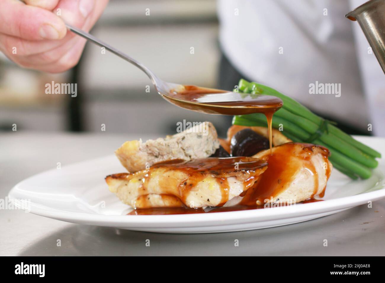 Gourmet restaurant michelin star preparation of delicious dishes for ...
