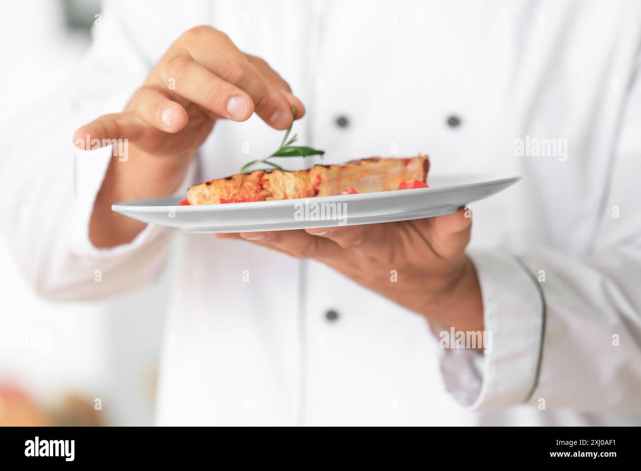 Gourmet restaurant michelin star preparation of delicious dishes for ...