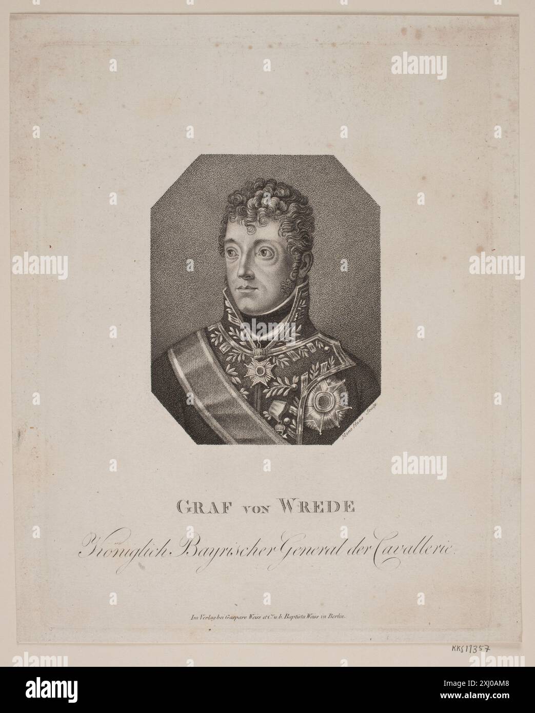 Graf von Wrede Haas, Meno 1752 - 1833, Caspar Weiss Copper engraving ...