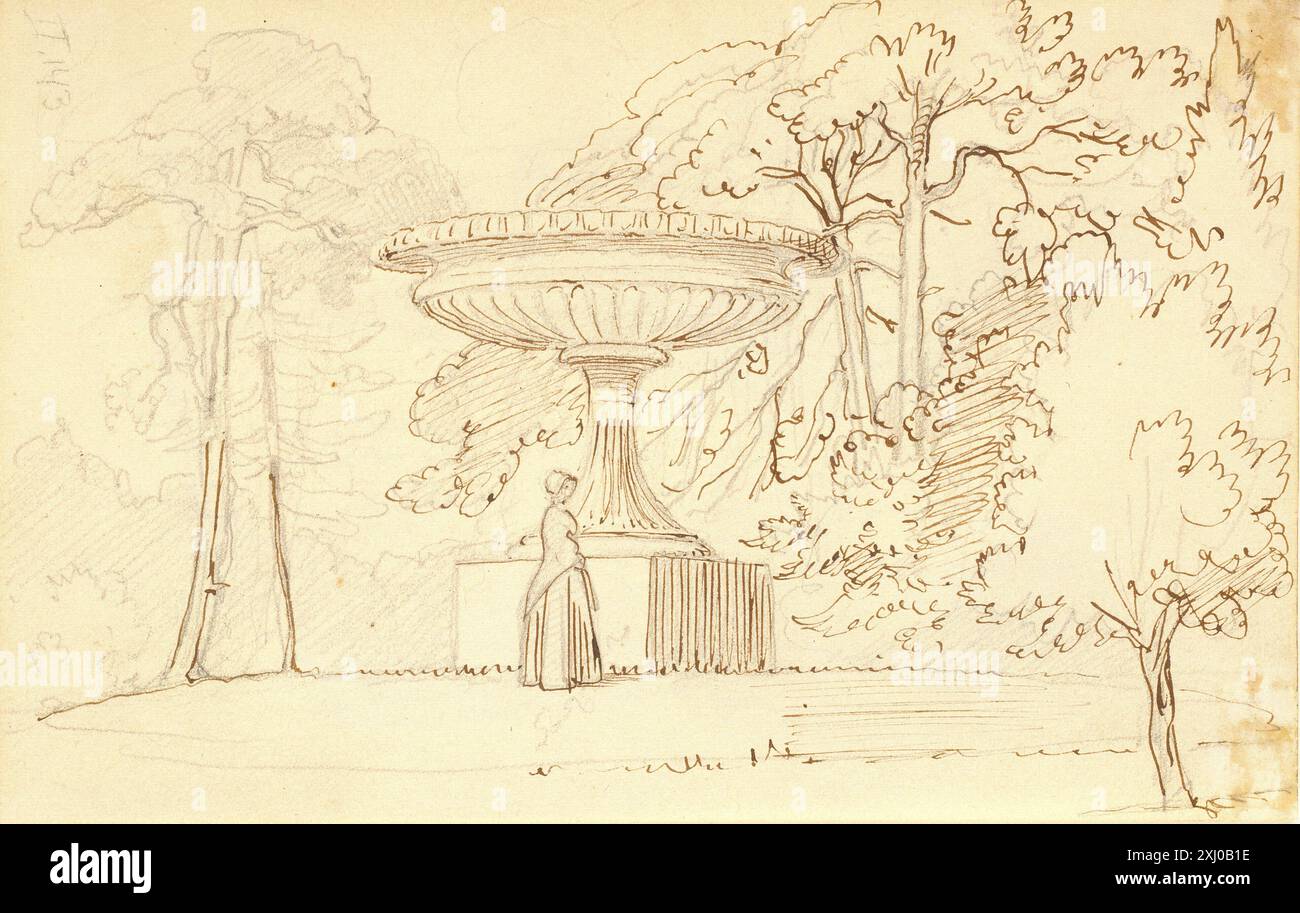 Southern Garden with a lady by a colossal bowl Marstrand, Wilhelm 1810 ...