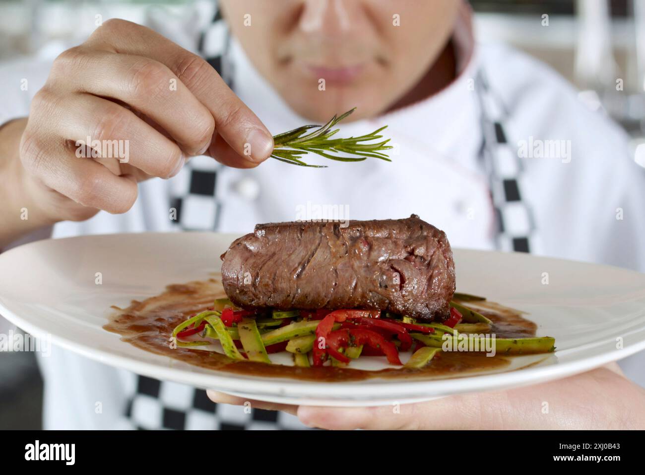 Gourmet restaurant michelin star preparation of delicious dishes for ...