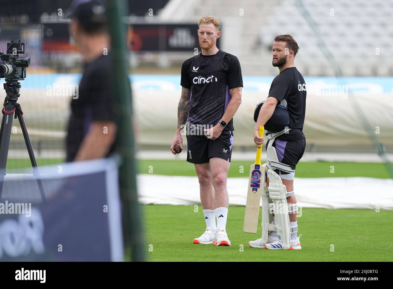 England's Ben Stokes (left) and Ben Duckett during a nets session at ...
