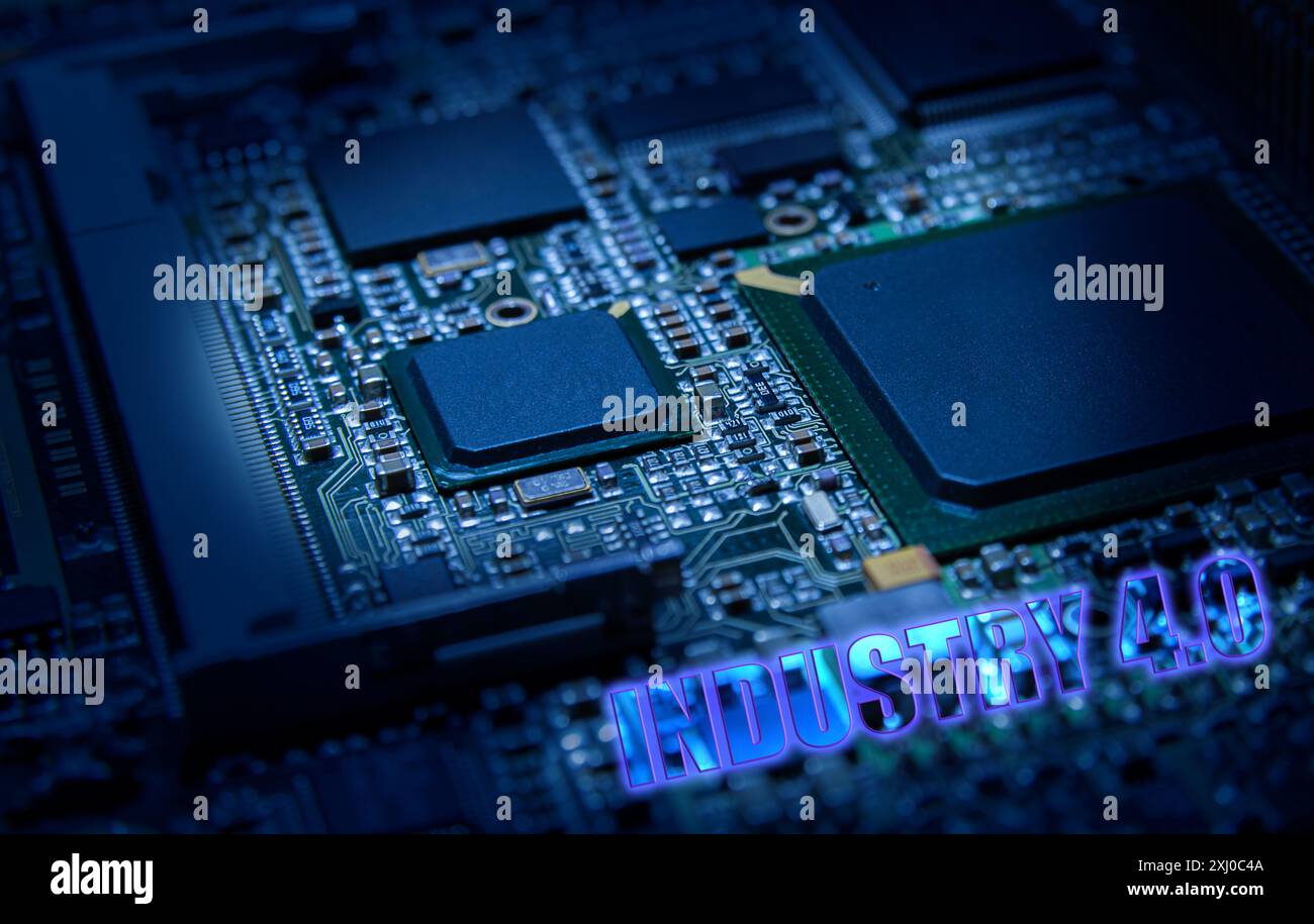 Electronic board with surface-mounted IC and passive components close ...