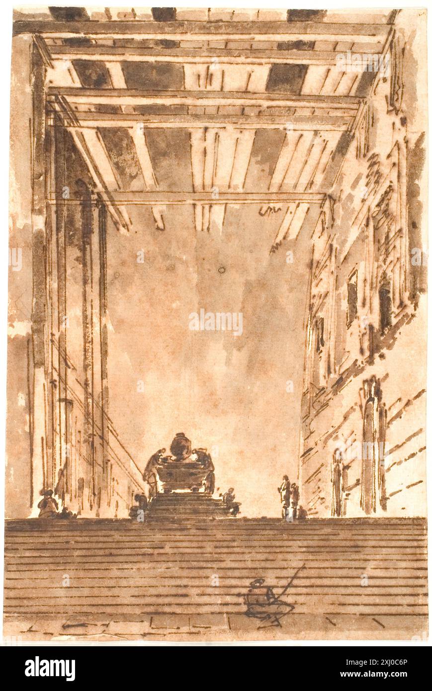 Stairwell and Katafalk Lund, Jens Petersen 1725 - 1793 Drawing ...