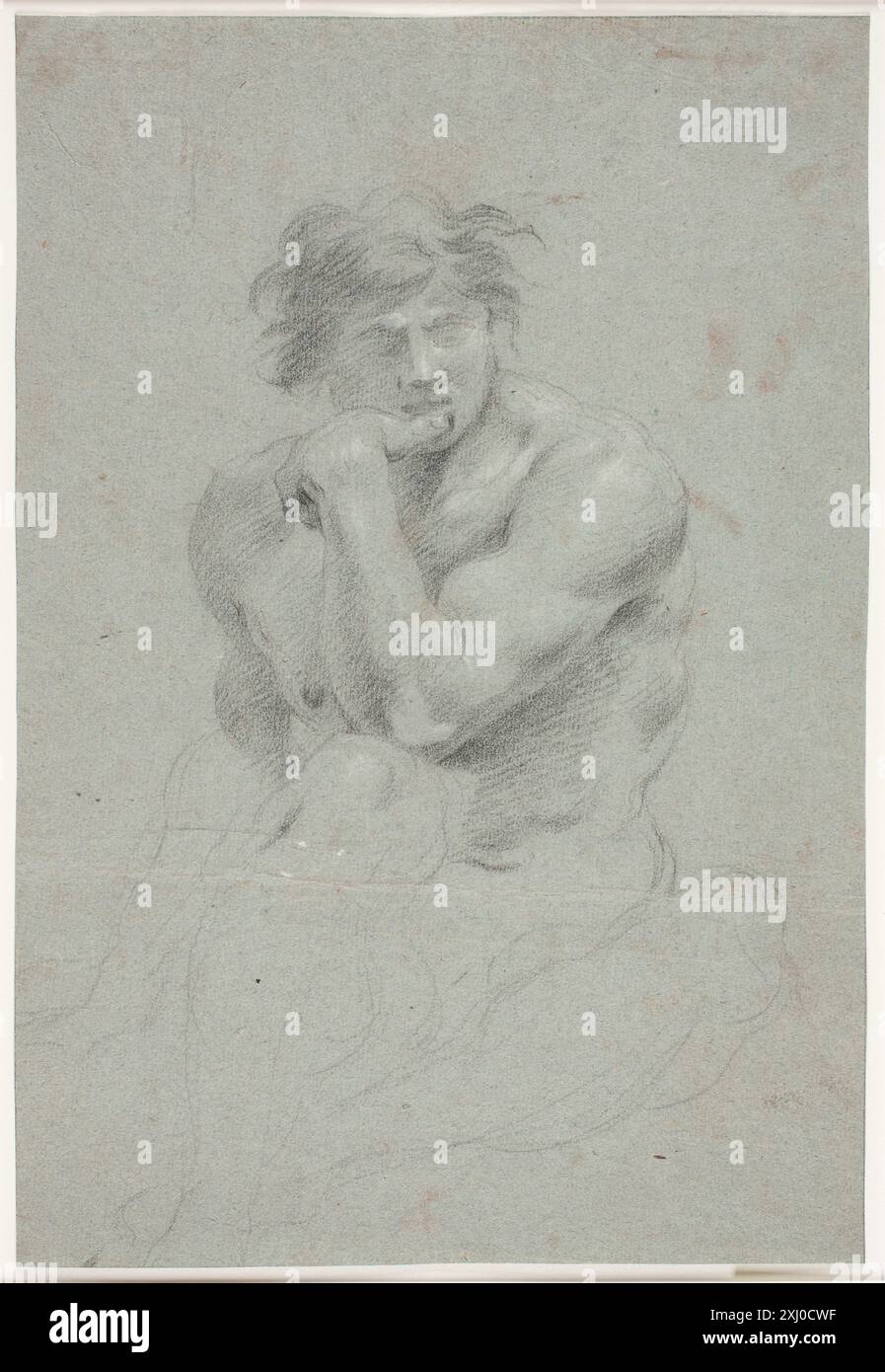 Male model study, upper body and lower body outlined Krock, Hendrik ...