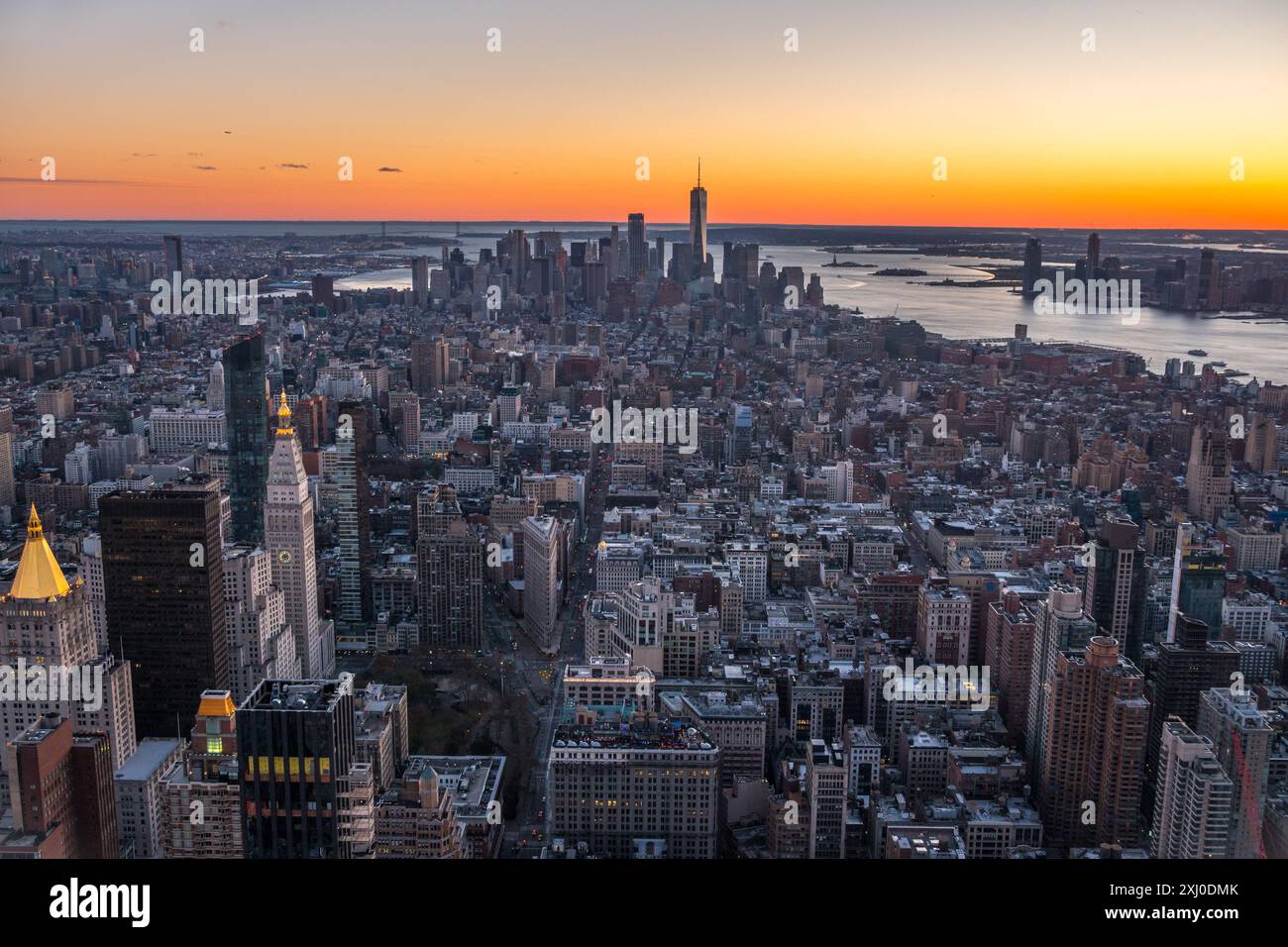Cityscape of Manhattan, New York at Sunset. United States of America ...