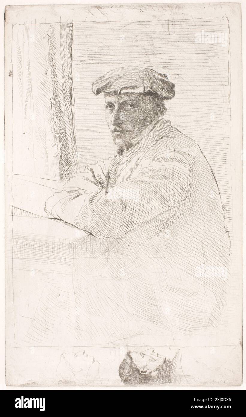Engraving by Edgar Degas depicting Joseph Tourny at work, showing ...