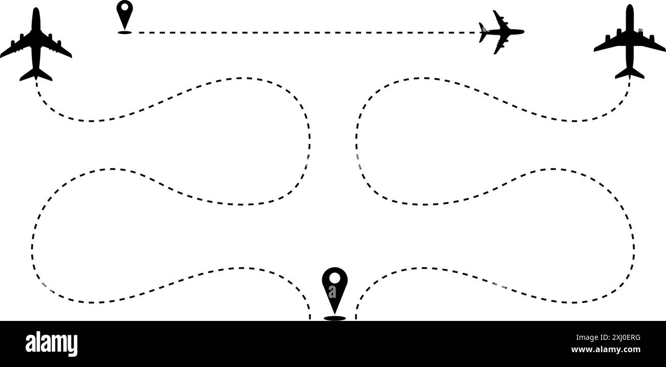 Air travel dotted lines Black and White Stock Photos & Images - Alamy