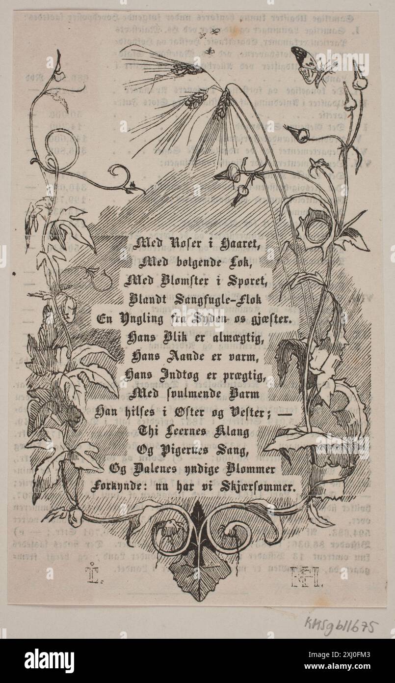Woodcut showing a frame decorated with a large axis by Johan Thomas ...